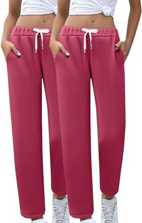 Generic Lot de 2 Pantalon De Running Femme Chic &Eacute;t&eacute; Pant Longue Stretch Tendance Comfy Streetwear D&eacute;tente Mode Costume Classique Basique Taille Elastique 2026