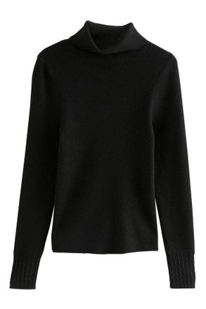 Next Strickpullover Gerippter Rollkragenpullover mit Wollanteil (1-tlg)