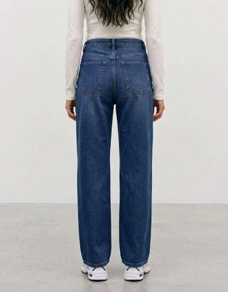 Vero Moda Sunny sehr hoch geschnittene Wide-Leg-Jeans in dunkelblauem Denim