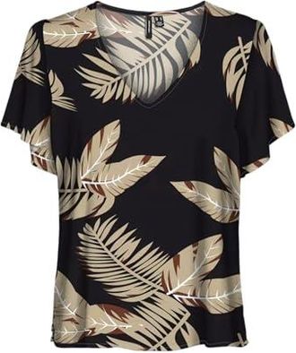 Vero Moda Neck Vmeasy Joy Blouse à col en V SS WVN GA, Noir, S Femmes