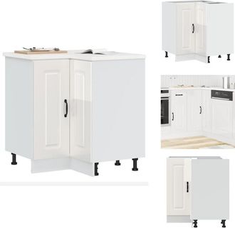 vidaXL K&uuml;chen-Eckunterschrank Kalmar Hochglanz-Wei&szlig; Holzwerkstoff - K&uuml;cheneckunterschrank - K&uuml;cheneckunterschr&auml;nke - Eckunterschrank - K&uuml;chen-Eckunterschrank