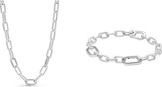 Pandora Pandora ME Link Chain Halskette 45cm aus Sterling-Silber, Kompatibel ME Armb&auml;nder, H&ouml;he: 8,6mm, 399590C00-45 & ME Armband Gliederarmband silber 599662