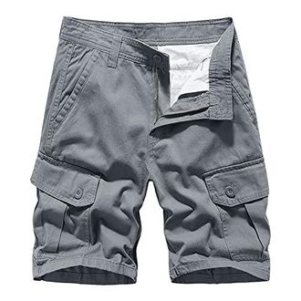 Generic Pantalon cargo pour homme - Taille &eacute;lastique - Coupe d&eacute;contract&eacute;e - L&eacute;ger - Pour la p&ecirc;che, la randonn&eacute;e, le travail, gris, 33W