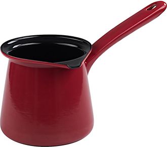 Riess 0445-020, Kaffeekocher, CLASSIC - COLOR ROT, Durchmesser 11 cm, Inhalt 0.75 Liter, Höhe 10.5 cm, Emaille, rot/schwarz, Induktion