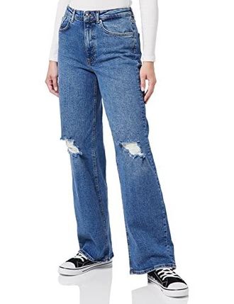 Only ONLJUICY HW Wide Leg des DNM NAS995 Noos, Jeans aux Femmes, Dark Medium Blue Denim, 29/32