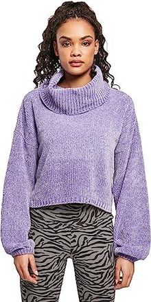 Urban Classics Femme Ladies Short Chenille Turtleneck Sweater Maillot de survtement, Lavande, M
