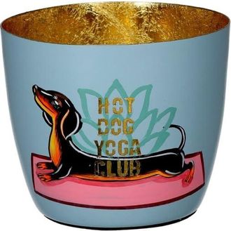 Giftcompany Madras Windlicht Yoga Hund - Dackel Lichtdeko mit Humor