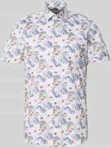 Olymp Level 5 Slim Fit Business-Hemd mit Kentkragen und floralem Print