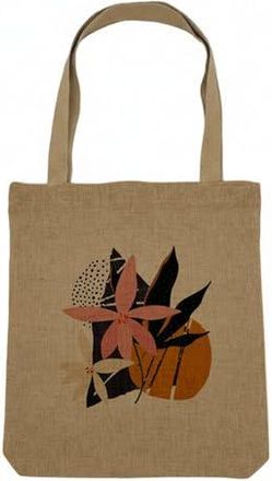 Fabulous Sac Shopping Tote Bag Aspect Lin - Fleurs Style Contemporain Tropical Exotique Jungle Moderne - Sac de Courses Toile Epaisse 360g Beige Naturel Cabas 