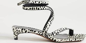 Topshop Sophie - Sandales &agrave; brides et talon mi-haut en cuir avec imprim&eacute; dalmatien-Blanc