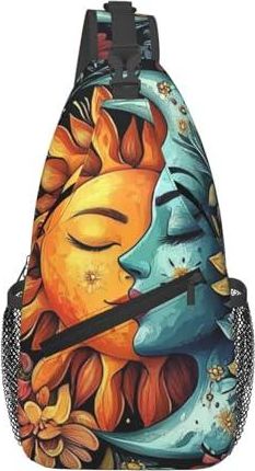 Generic Sac &agrave; bandouli&egrave;re boh&egrave;me psych&eacute;d&eacute;lique soleil et lune pour homme