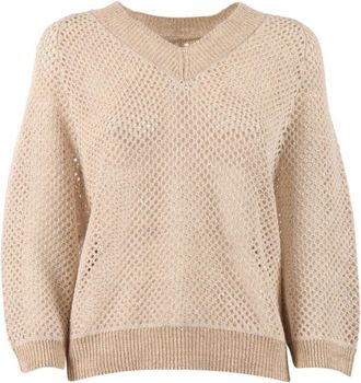 PESERICO Femme, Pulls, Beige, Taille: 46 FR Pull &agrave; col en V