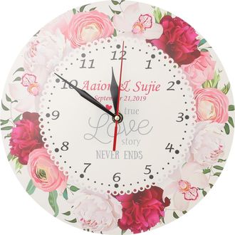 Amosfun Elegante Dekorative Wanduhr Farbenfrohes Bild Wanduhr mit Frischem Blumenmuster Modern und Kreativ für Wohnzimmer oder Büro