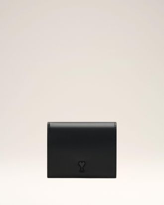 Ami Portefeuille Double Volets Ami De Coeur Noir en Cuir De Vachette Noir - TU - Unisex