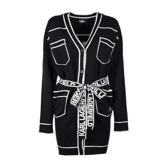 Karl Lagerfeld Femme, Pulls, Noir, Taille: 42 FR Cardigan Ceinturé