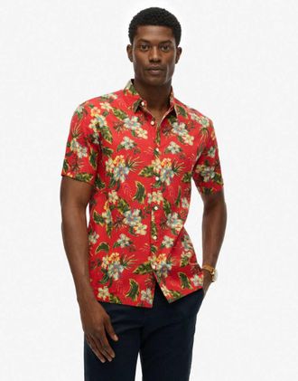 Superdry Chemise &agrave; imprim&eacute; hawa&iuml;en - Rouge botanique
