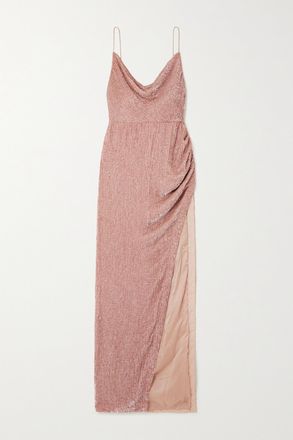 Retrofête Katya Robe Aus Chiffon Mit Pailletten Und Wasserfallausschnitt - Pink