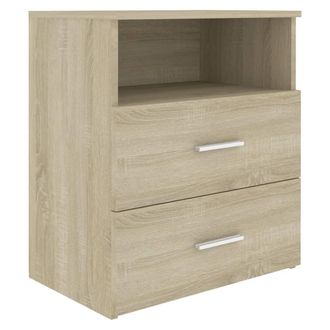 Generic vidaXL Nachttisch mit 2 Schubladen 1 Ablagefl&auml;che Nachtschrank Nachtkonsole Nachtkommode Schlafzimmer Schrank Kommode Sonoma-Eiche 50x32x60cm