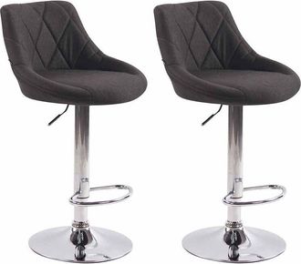 Clp Lot de 2 tabourets de bar Lazio tissu Gris fonc&eacute;