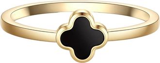 Glanzst&uuml;cke M&uuml;nchen Ring - Edelstahl Ring Achat Kleeblatt - Gr. 50 - in Gold - f&uuml;r Damen