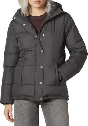 Zeagoo Blouson doudoune femme chaud hiver capuche poches fermeture &eacute;clair veste matelass&eacute;e l&eacute;g&egrave;re isolante coupe vent usage quotidien et ext&eacute;rieur Gris XXL