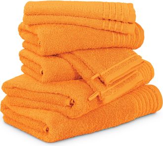 M&ouml;ve Handtuchset New Classic 8-TLG Handt&uuml;cher - 2X 20x15 cm + 2X 30x50 cm + 2X 50x100 cm + 2X 67x140 cm, 100% Baumwolle, orange
