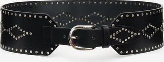 Isabel Marant Ceinture Lucie En Cuir - Femme - Noir Et Argent&eacute; - Taille75 - Isabel Marant