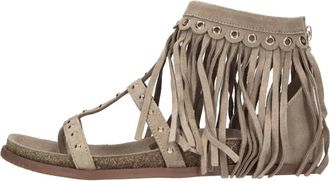 Emanuelle Vee Femme, Chaussures, Beige, Taille: 39 EU Sandale Plate en Daim