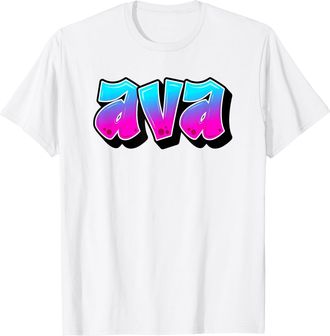 BDAZ AVA Graffiti Personalisierter Name Blau Rosa Frauen M&auml;dchen T-Shirt