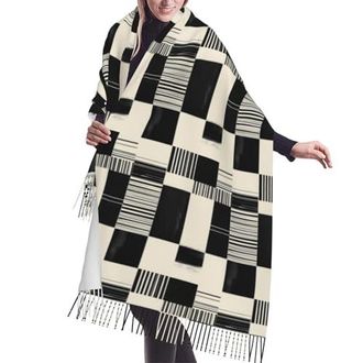 Generic Abstrait Noir Et Blanc Femme Scarf Mode Ch&acirc;le Grande Foulard Pour Cadeau Soir&eacute;e Hiver Mariage