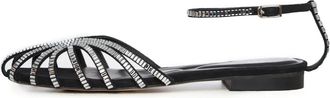 Cesare Gaspari Femme, Chaussures, Noir, Taille: 39 EU Crystal Arc Flat Sandales