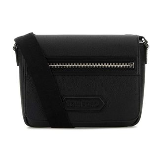 Tom Ford Schwarze Leder Crossbody Traveller Tasche - - Bags - Herren - Schwarzk - ONE SIZE