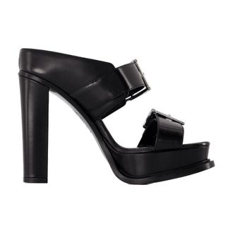 Alexander McQueen Womens Leath S.leath Sandals Leather Black-Silver Shoes