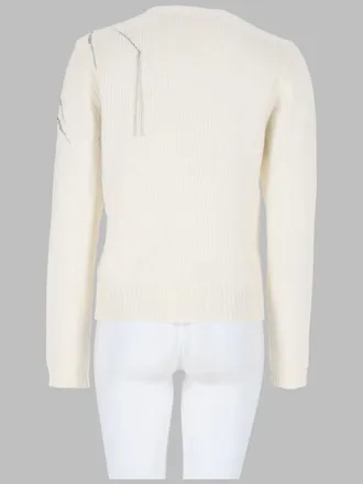 Fabiana Filippi Rhinestone-Embellished Wool Blend Cardigan - Ivory