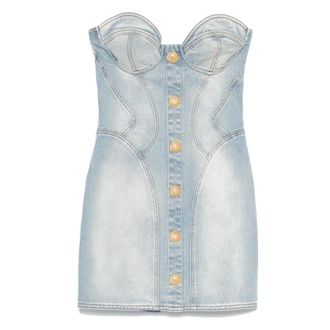 Balmain Klares Blaues Denim Sweetheart Kleid - - Dresses - Damen - Blau - S