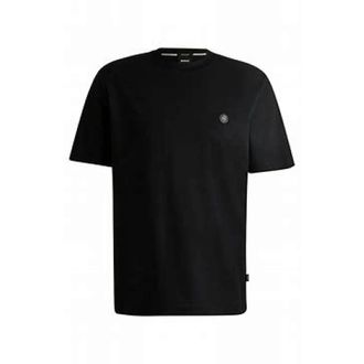 HUGO BOSS Schwarzes T-Shirt aus Baumwolle mit Logo Merzerisiert - - Tops - Herren - Schwarzk - M