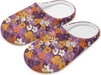 Coloranimal Pantoufles dint&eacute;rieur pelucheuses &agrave; bout ferm&eacute; pour femme - L&eacute;g&egrave;res et confortables, Vintage Daisy, 38.5/39.5 EU