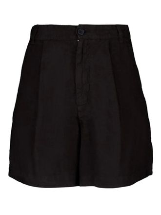 120% Lino short &agrave; poches pliss&eacute;es - Noir