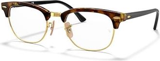 Ray-Ban Clubmaster Fleck Optics Schwarz Fassung Klar Glas Polarisiert 49-21