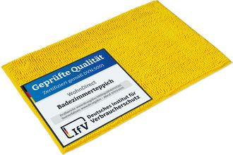 WohnDirect Badematte 50x80 cm Gelb - Saugstarker Duschvorleger & Badvorleger - Weicher Hochflor Badezimmerteppich Rechteckig, Waschbar & Oeko-Tex (Versand aus DE