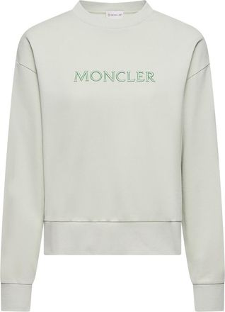 Moncler Moncler Embroidered Logo Cotton Sweatshirt, Women, Green, Size: Xl