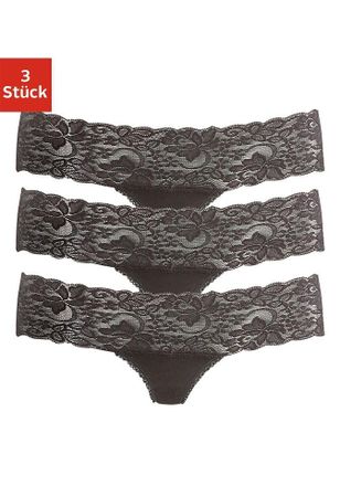 Vivance String VIVANCE, Damen, Gr. 32/34, schwarz, Single Jersey, Obermaterial: 95% Baumwolle, 5% Elasthan. Spitze: 93% Polyamid, 7% Elasthan (LYCRA), unifarb