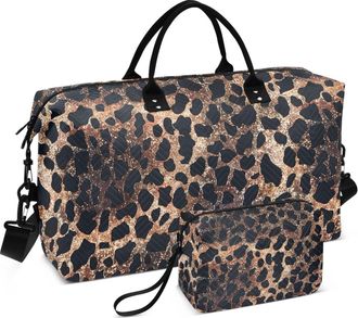 Mnsruu Reisetasche mit Leopardenmuster, Leopardenmuster, Wochenendtasche für Damen, mit Kulturbeutel, Reisetasche, Schwimmtasche, Mehrfabig 8, Einheitsgröße