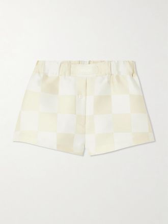 Versace Shorts Aus Kariertem Satin - Neutral