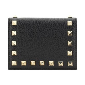 Valentino Garavani Schwarze Ledergeldb&ouml;rse mit Nieten - - Accessories - Damen - Schwarzk - ONE SIZE