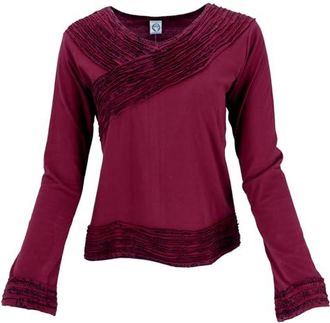 Guru Shop Guru-Boutique, Chemise &agrave; Manches Longues -chic, Mantra Shirt, Rouge Bordeaux, Ducoton, Size:S (38), Chandails, Sweat-shirts &agrave; Manches Longues