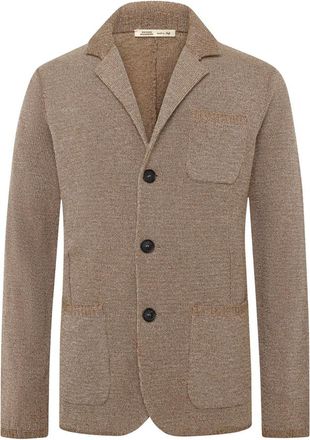 Maurizio Baldassari Cardigan in Sakko-Optik mit Moulin&eacute;-Baumwolle und Stehkragen in