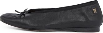 Tommy Hilfiger Damen Ballerinas Soft Leather mit Schleife, Schwarz (Black), 36