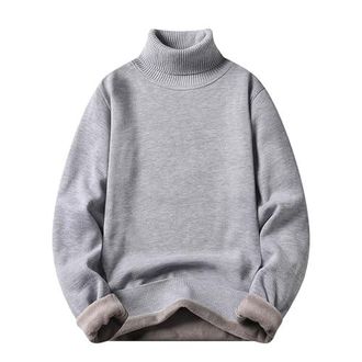 Generic Chandail en molleton &eacute;pais et chaud &agrave; manches longues pour homme, col roul&eacute; et polaire pour entra&icirc;nement en plein air, f&ecirc;te, cadeaux de No&euml;l, gris, L