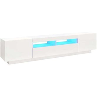 vidaXL TV-Schrank mit LED-Leuchten Wei&szlig; 200x35x40 cm - Vidaxl